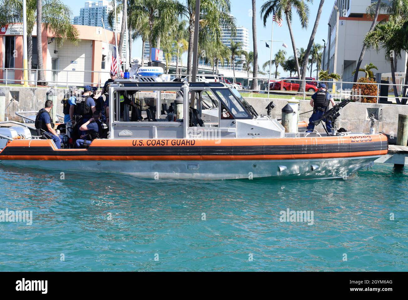 A Coast Guard Station Miami Beach 45-foot Response Boat-Medium crew ...