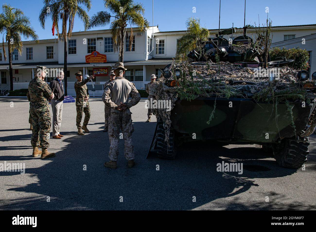 U.S. Marines with 1st Marine Division display a Light Armored Vehicle ...