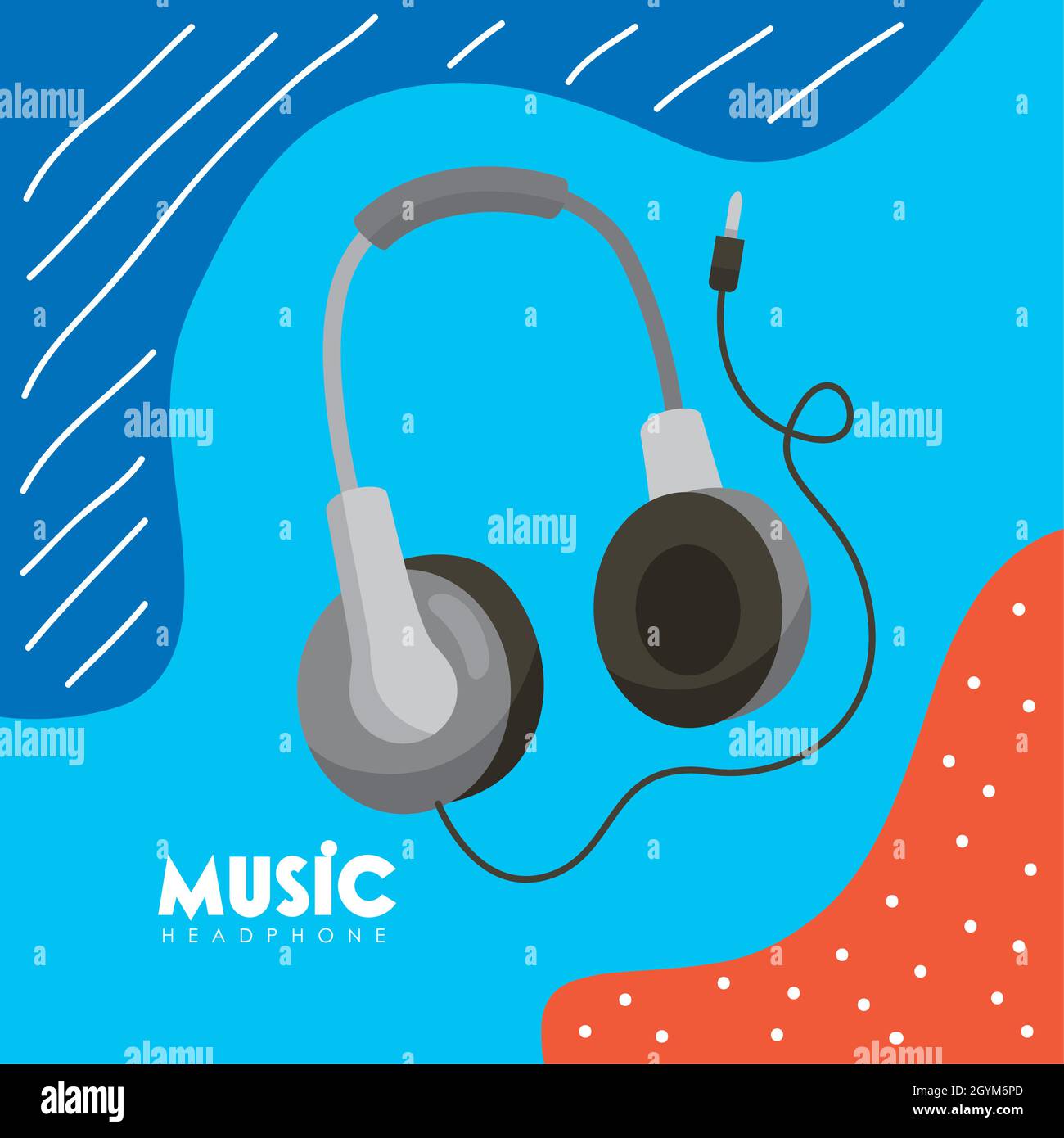 blue headphone device in poster Stock Vector Image & Art - Alamy