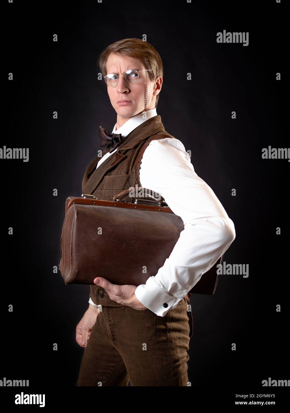 An intelligent gentleman in the Victorian style. Vintage retro suit ...