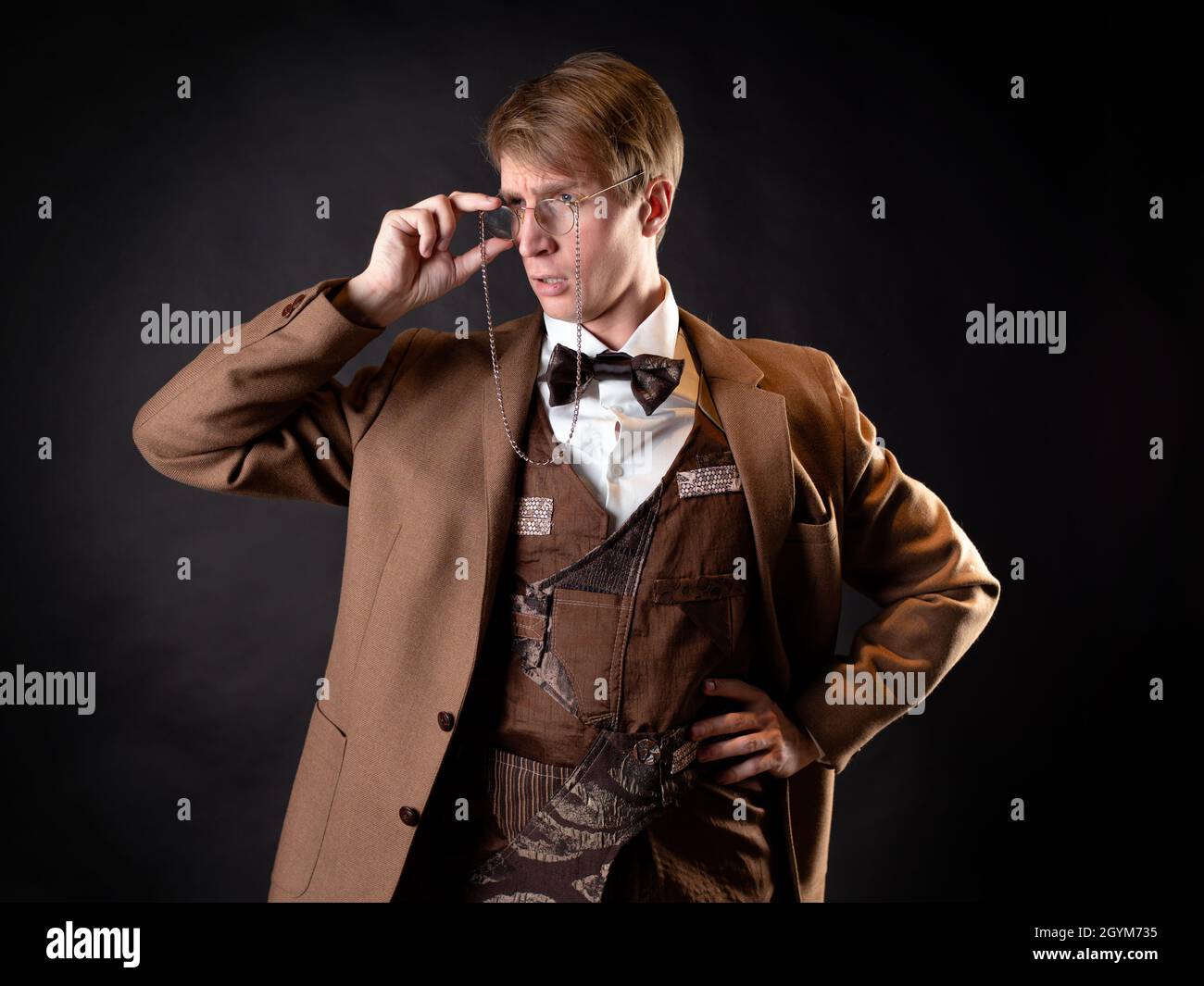 An intelligent gentleman in the Victorian style. Vintage retro suit ...