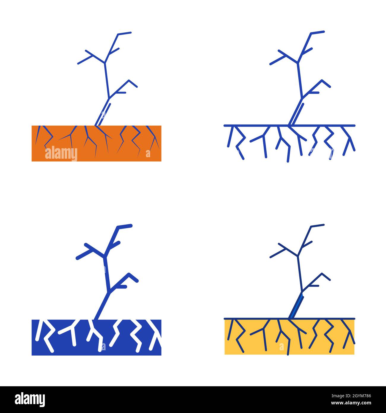 Desertification icon set in flat and line style. Drought symbol. Vector ...