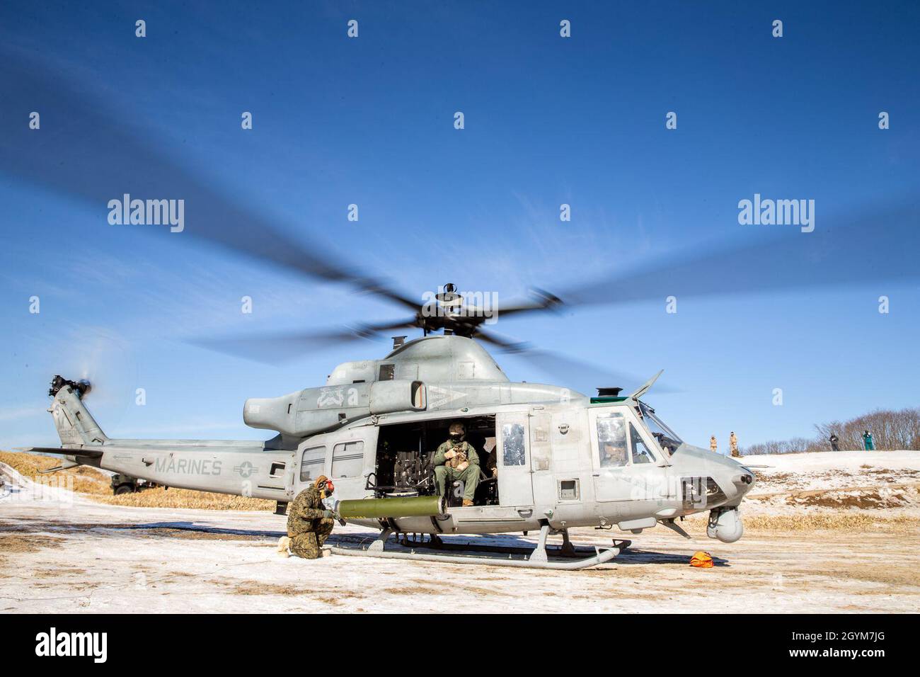 U.S. Marine Corps Sgt. Nicholas Bedford secures rockets inside of a ...