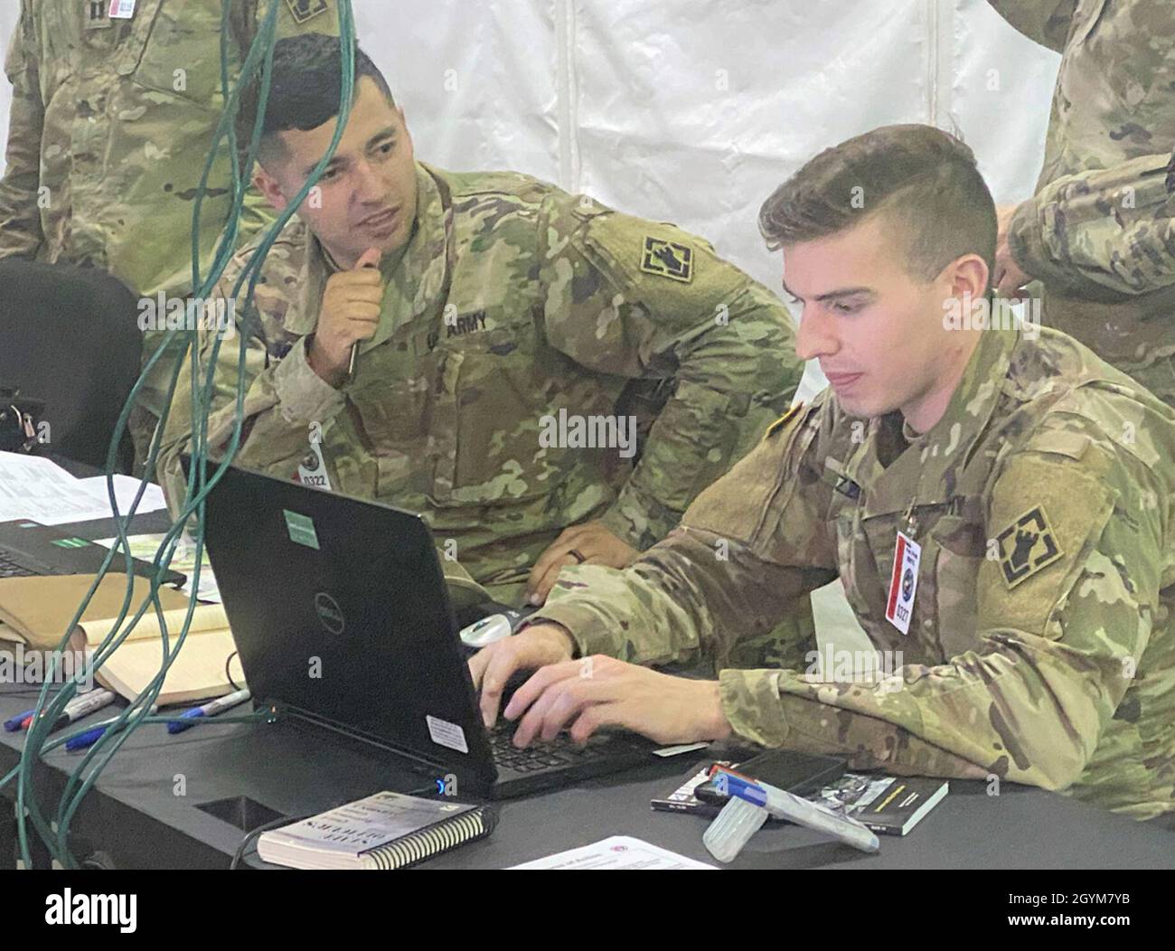 From left to right: 2nd Lt. Sebastian Munoz and 2nd Lt. Robert Pizzano ...