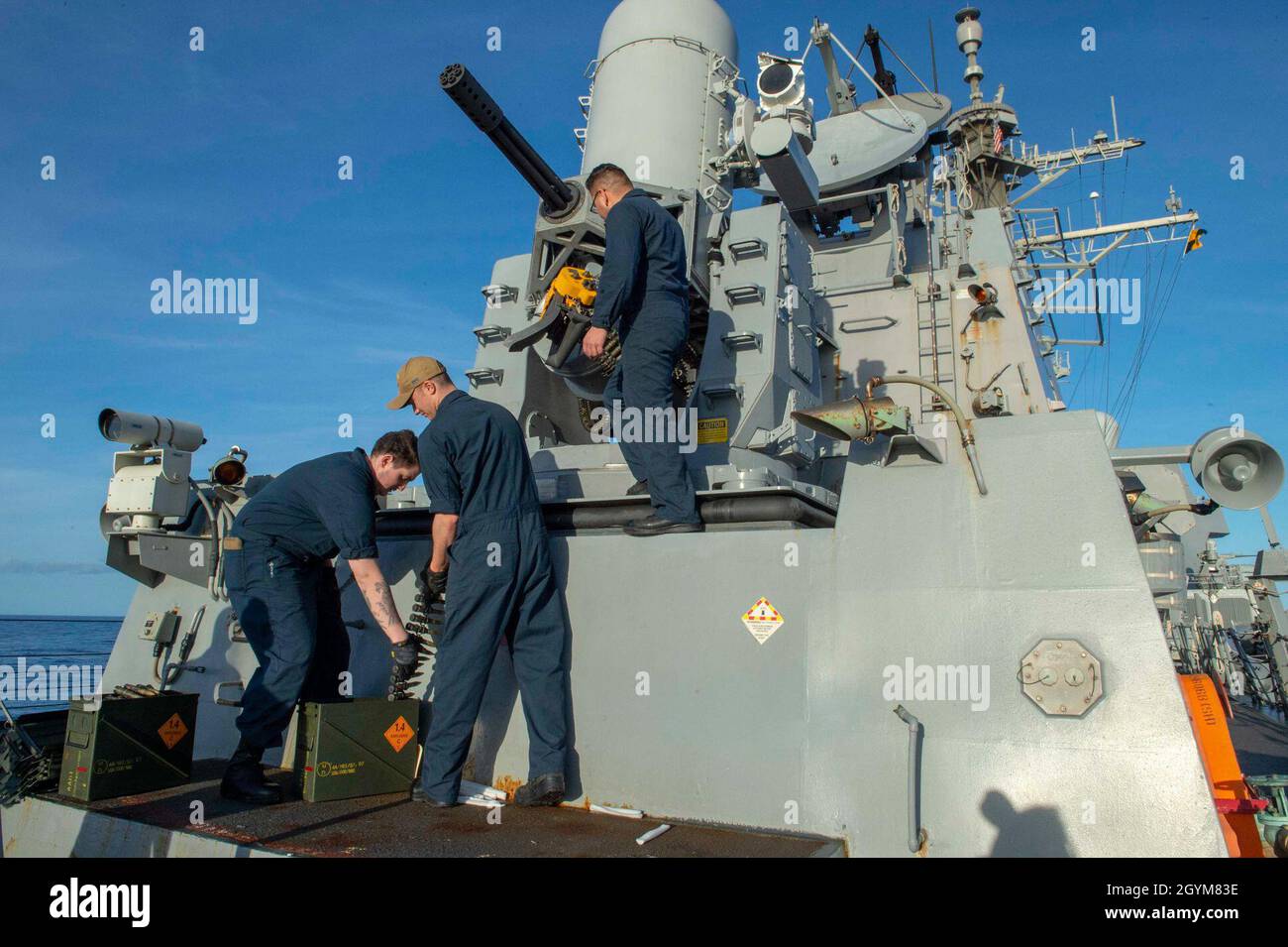 PACIFIC OCEAN (Jan. 28, 2020) Sailors inspect the Phalanx close-in ...