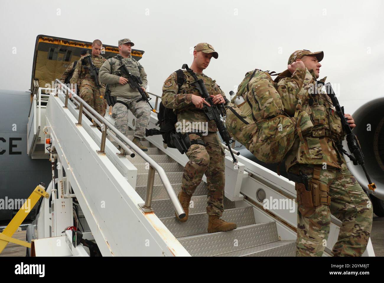 The 134th Security Forces Squadron, 134th Air Refueling Wing, arrives ...