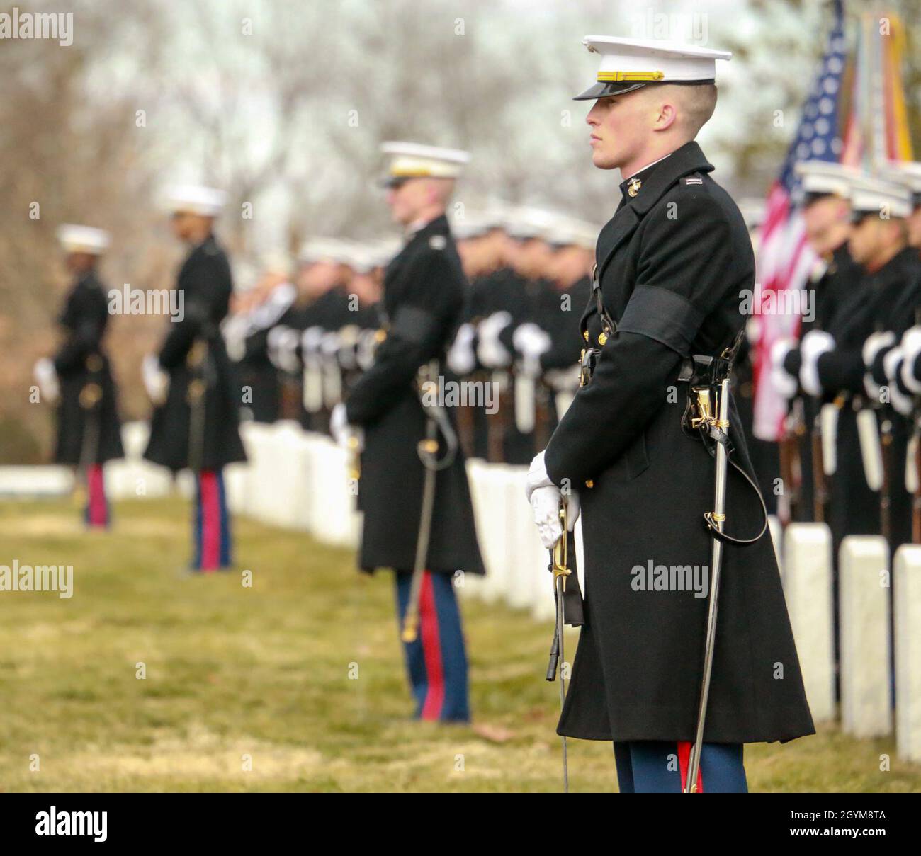 Marines with Marine Barracks Washington, stand at “ceremonial at ease ...