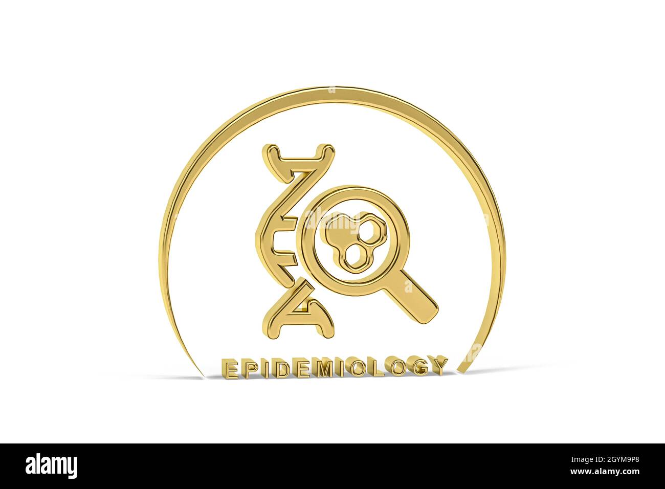 Golden 3d epidemiology icon isolated on white background - 3d render ...