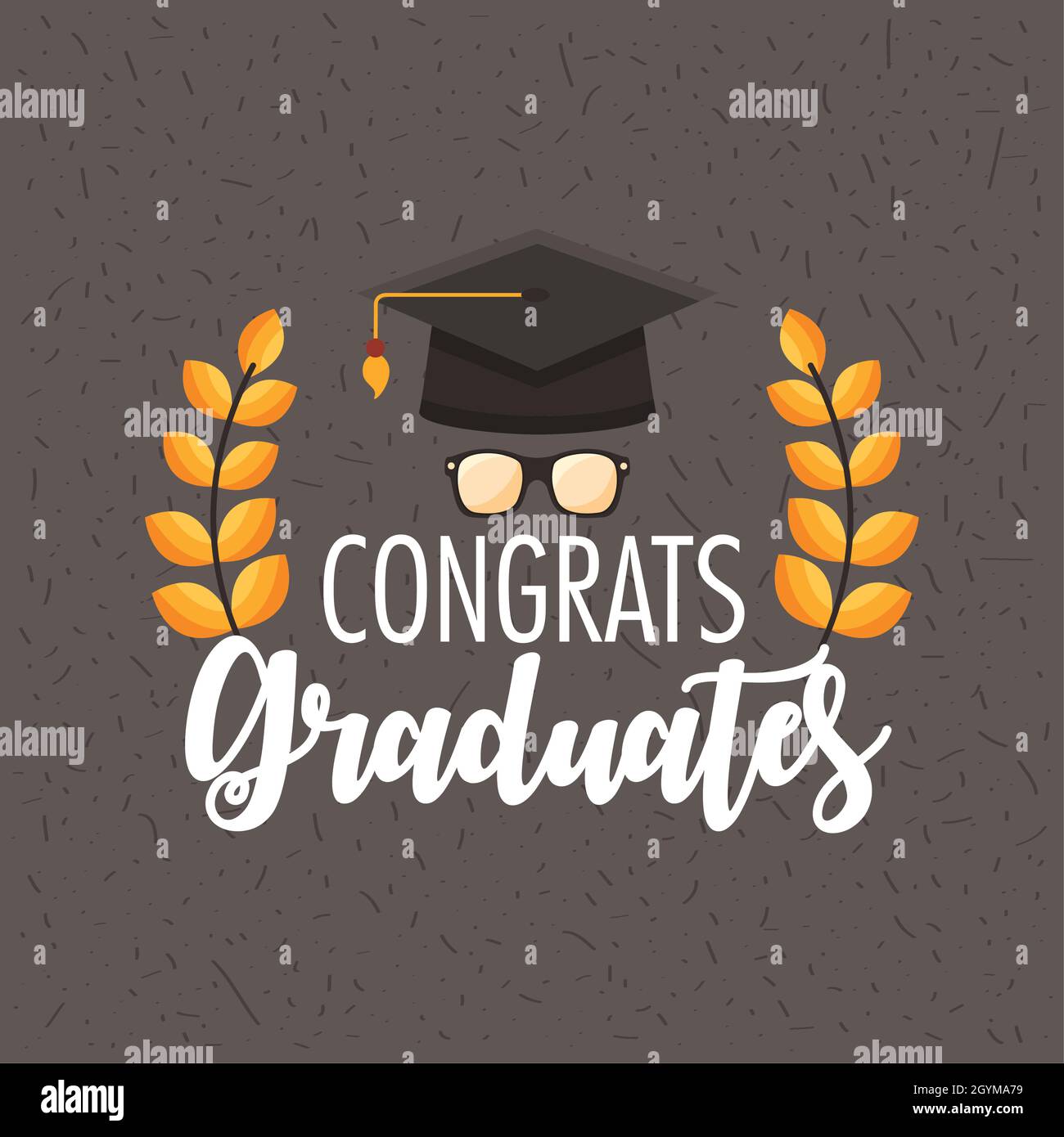congrats graduates wreath with hat Stock Vector Image & Art - Alamy