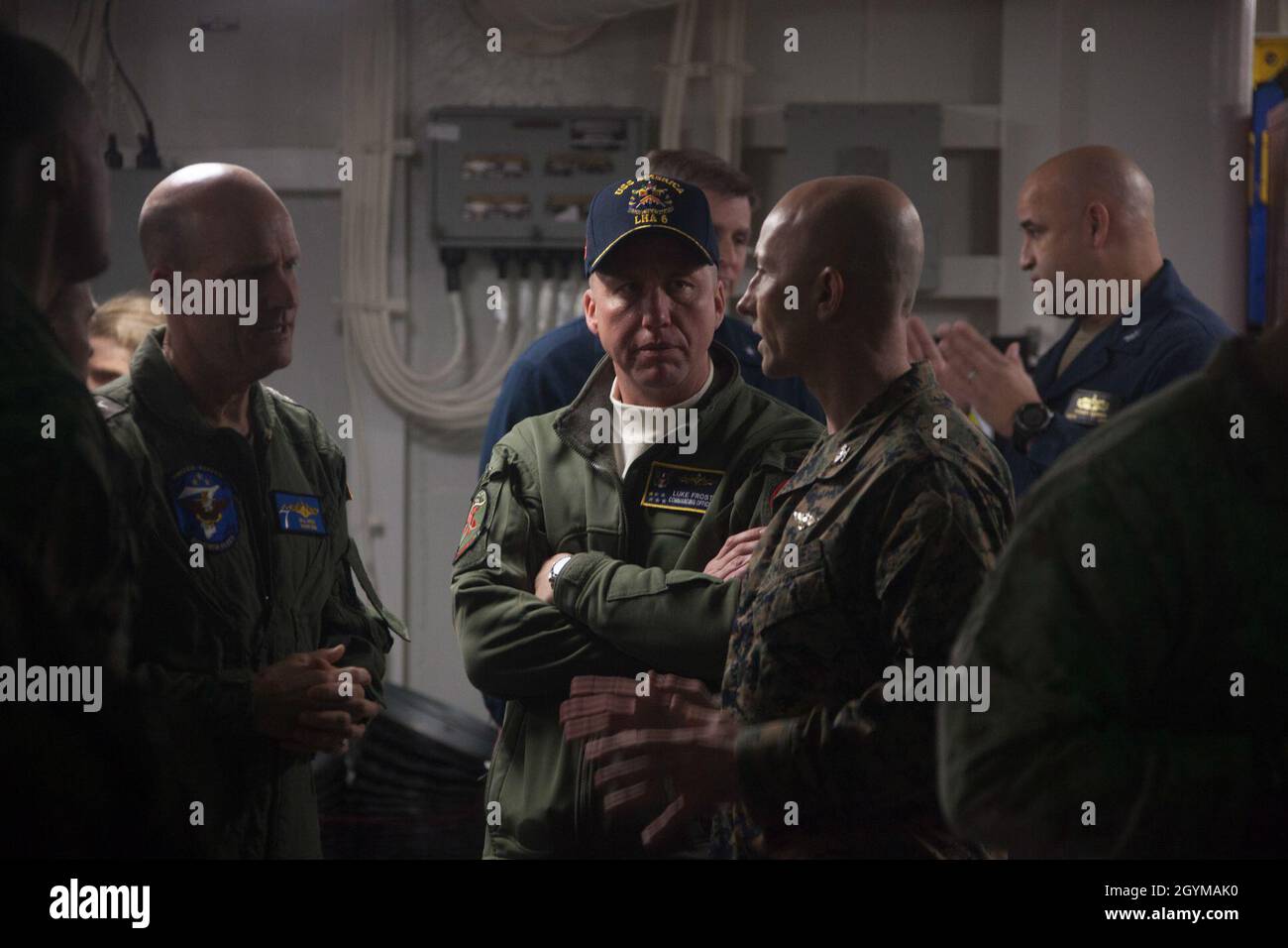 EAST CHINA SEA (Jan. 29, 2020) Col. Robert Brodie, right, commanding ...