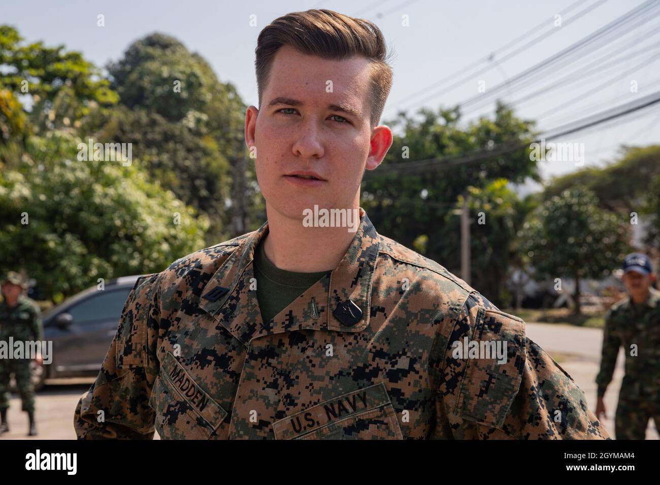 U.S. Navy Hospitalman Jeffrey Madden poses for a photo during ...