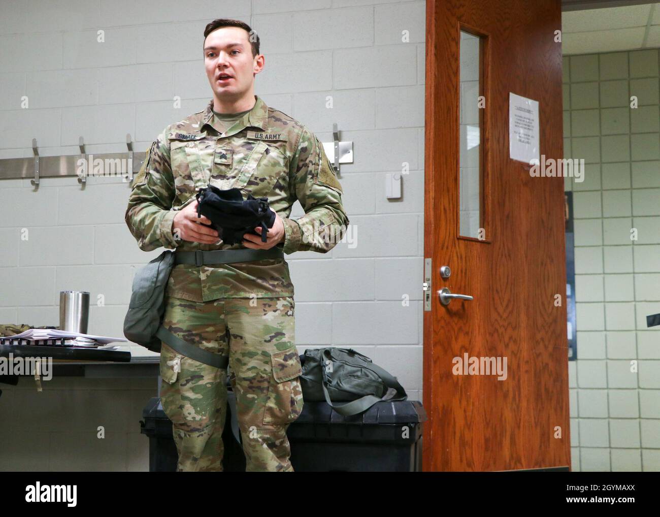 Sgt. Colton Small, 1st Theater Sustainment Command (TSC), explains ...