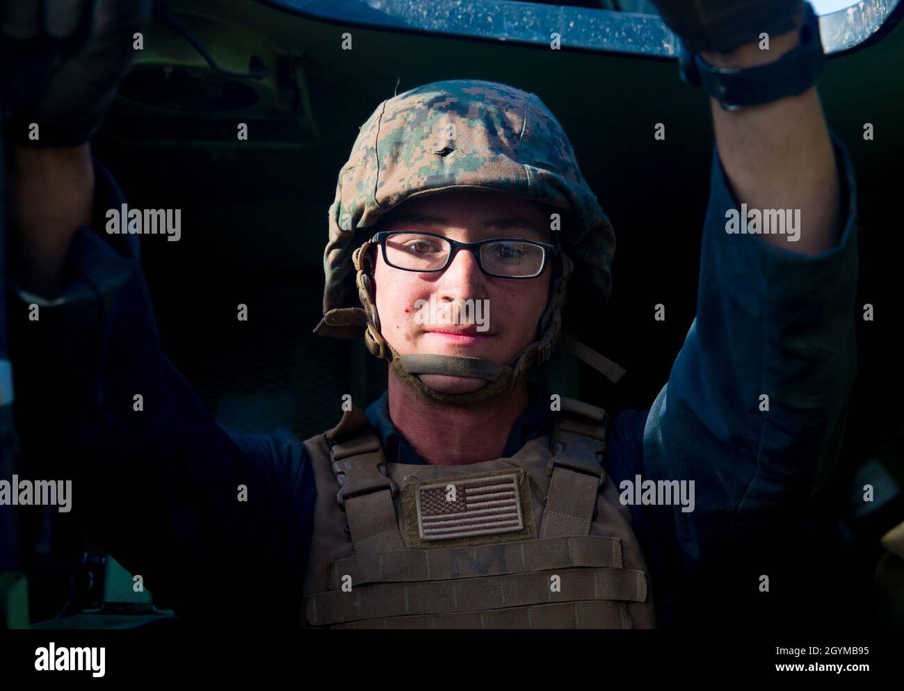 U.S. Marine Pfc. Elijah Wasson, a student with Light Armored ...