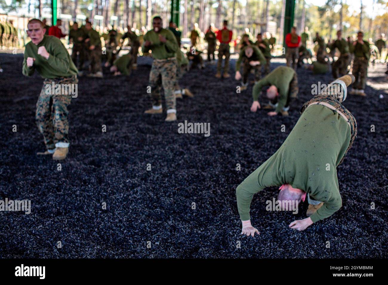 Recruits with Charlie Company, 1st Recruit Training Battalion practice ...