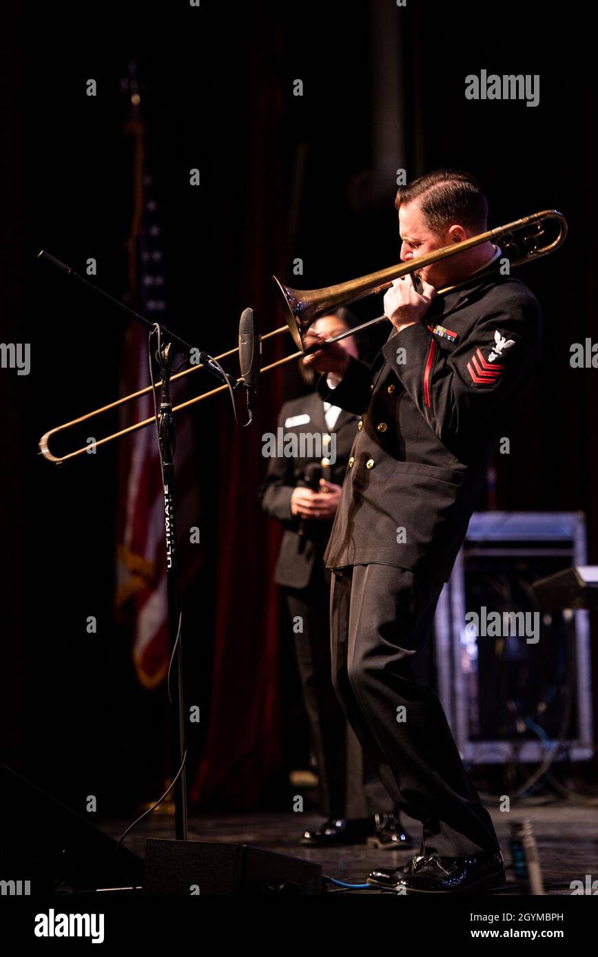 Musician 1st Class Benjamin Ford from Coatesville, Pa., solos with the ...