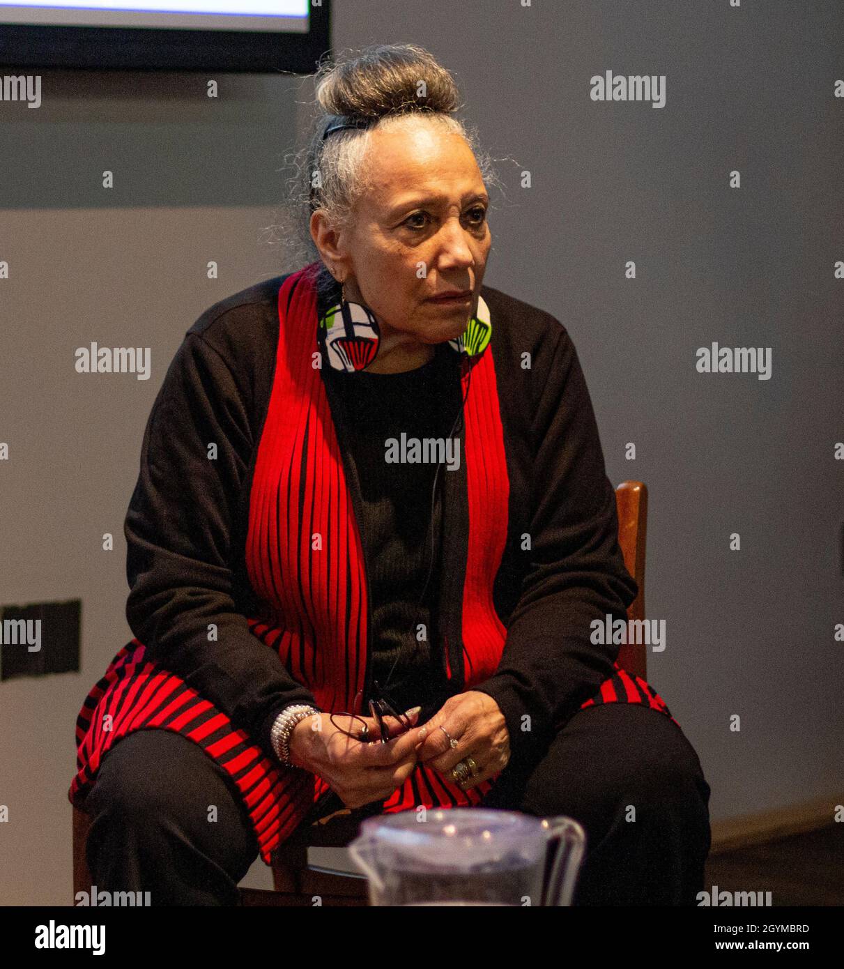 American activist and documentary photographer Doris Derby speaking at ...