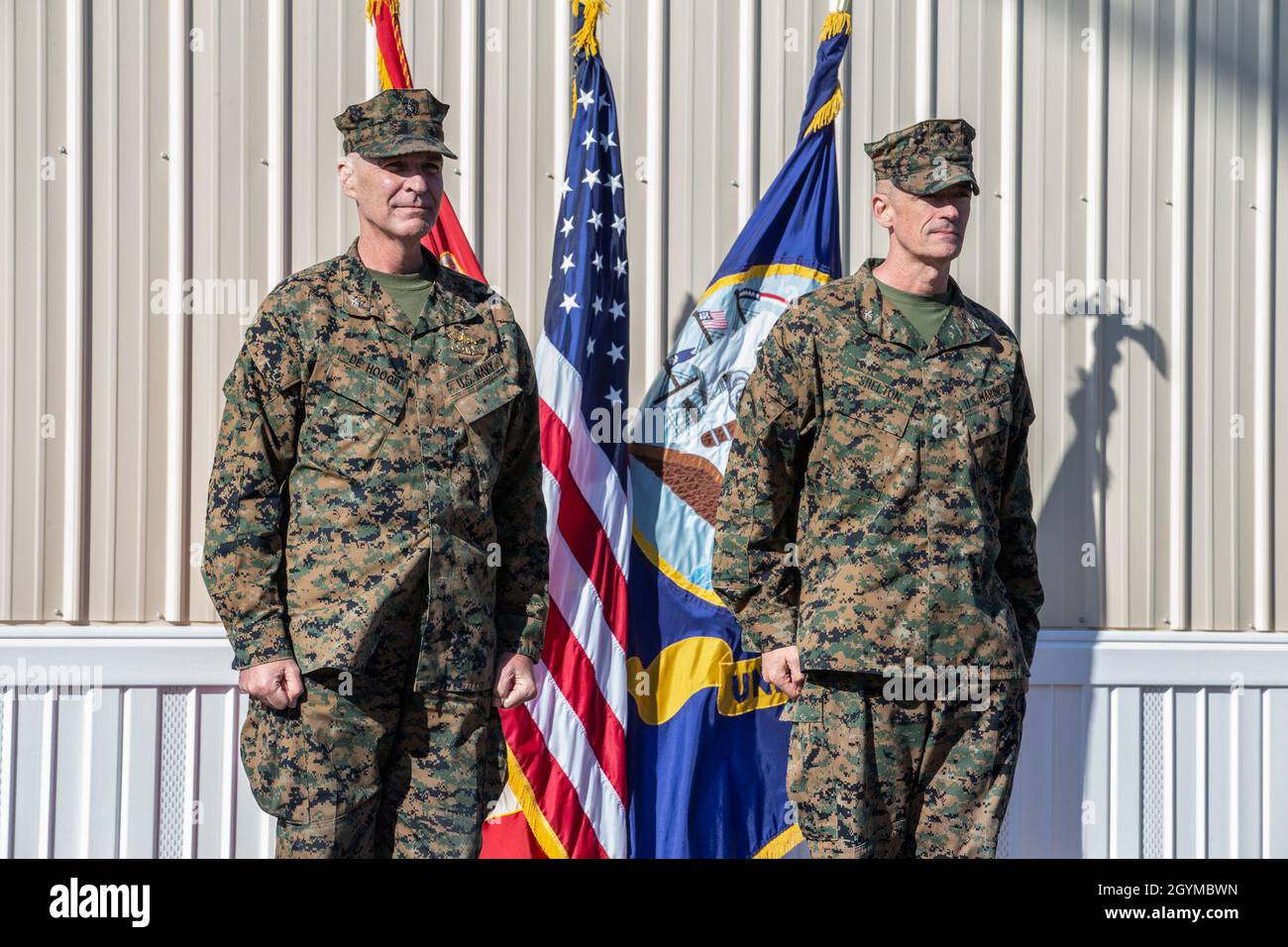 U.S. Navy Capt. Joseph DeHoogh, left, Executive Officer, 2D Dental ...