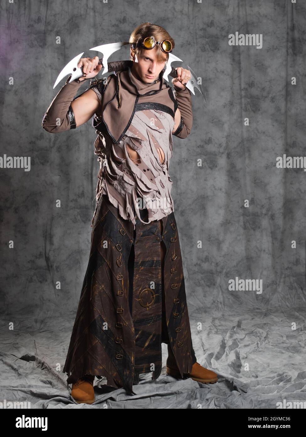 Steampunk or post-apocalyptic style character, with an unusual cold ...