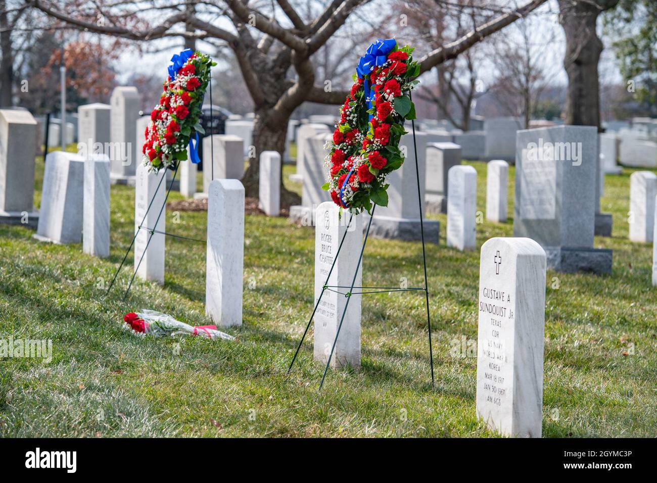 Wreaths are placed at the graves of Apollo 1 astronauts Virgil “Gus ...