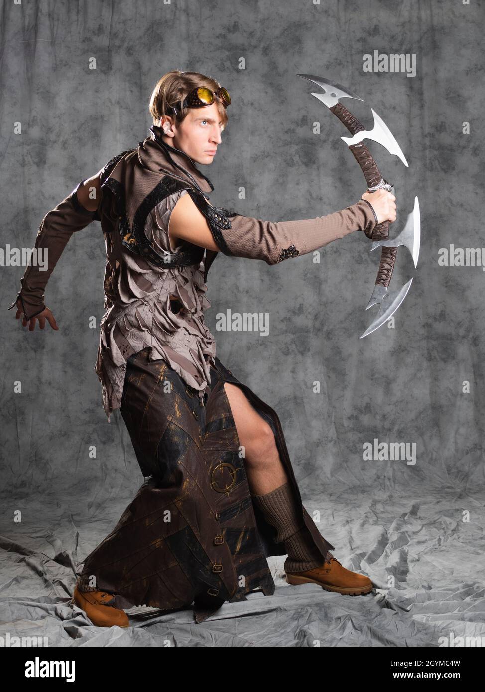 Steampunk or post-apocalyptic style character, with an unusual cold ...