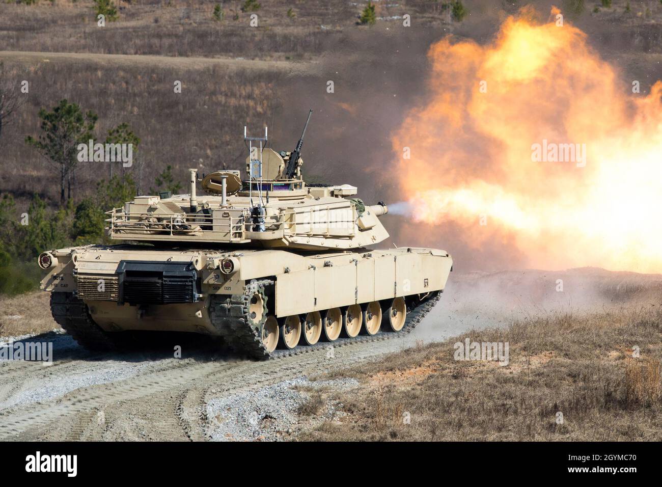 A U.S. Army M1A2 Abrams Tank, with 2nd Squadron, 16th Calvary Regiment ...