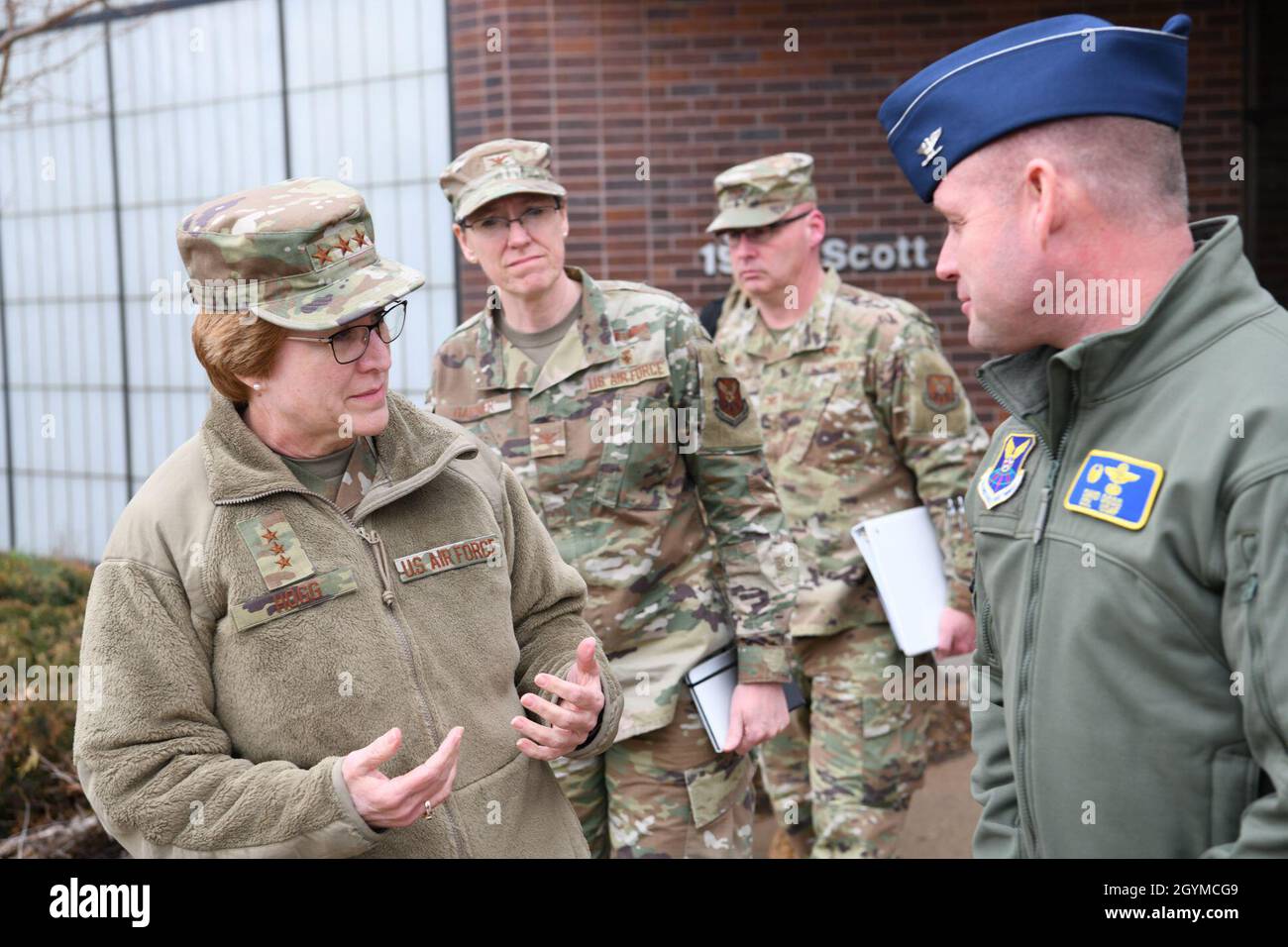 Lt. Gen. Dorothy Hogg, the Air Force surgeon general, speaks with Col ...