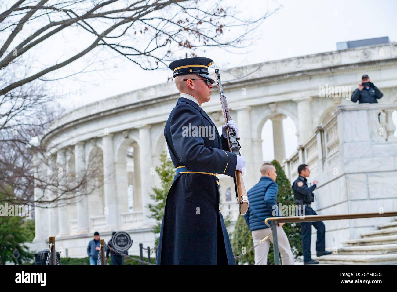A tomb sentinel walks out onto the plaza at the Tomb of the Unknown ...