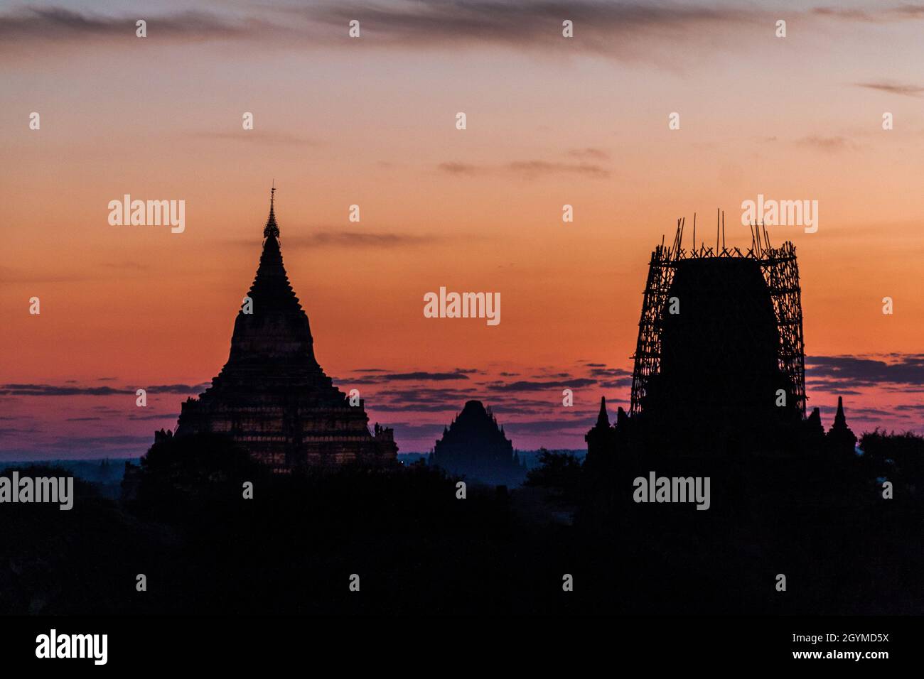 Early morning light skyline of Bagan, Myanmar. Sulamani temple and ...