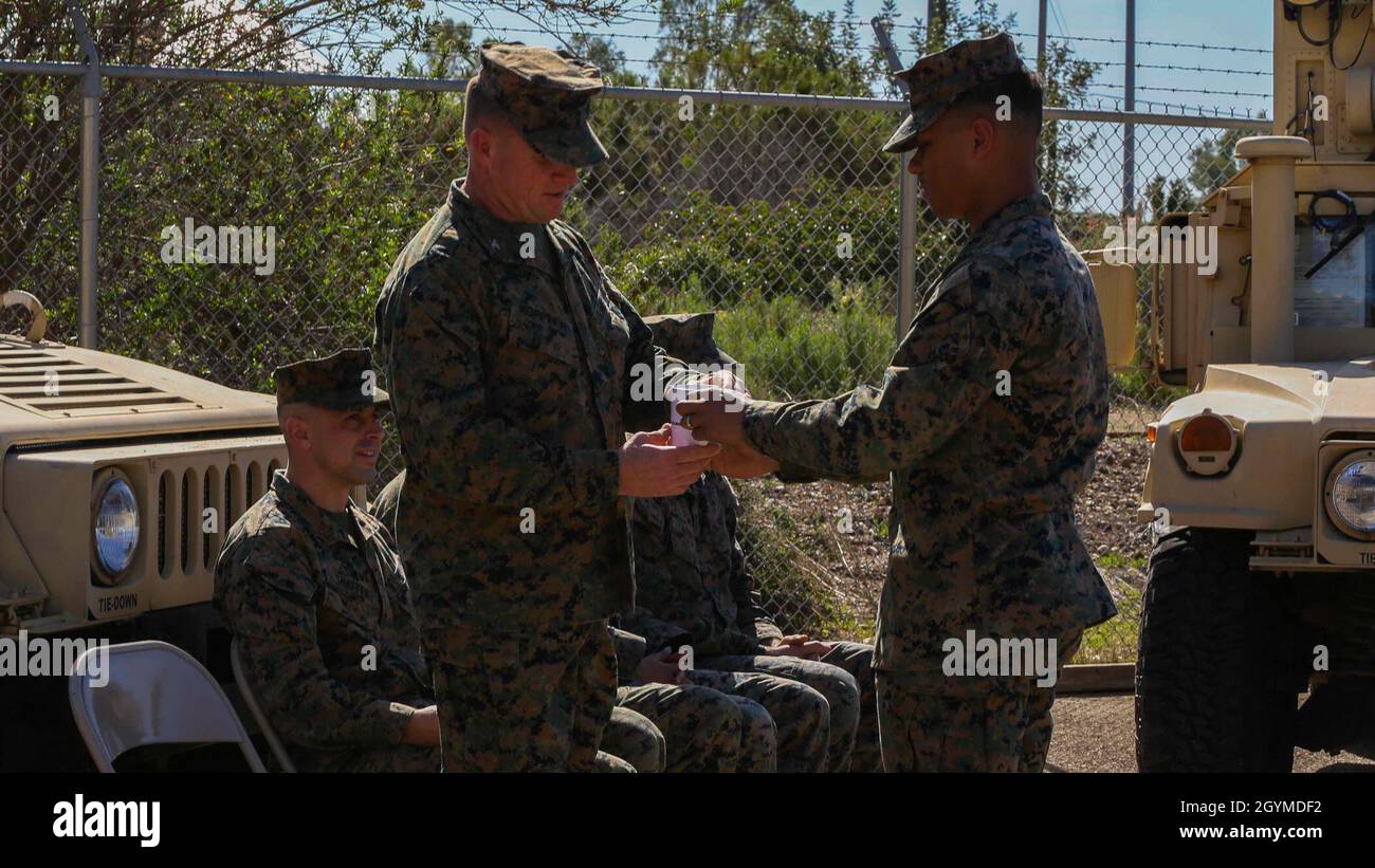 U.S. Marine Corps Col. Kevin Korpinen, left, commanding officer, Marine ...