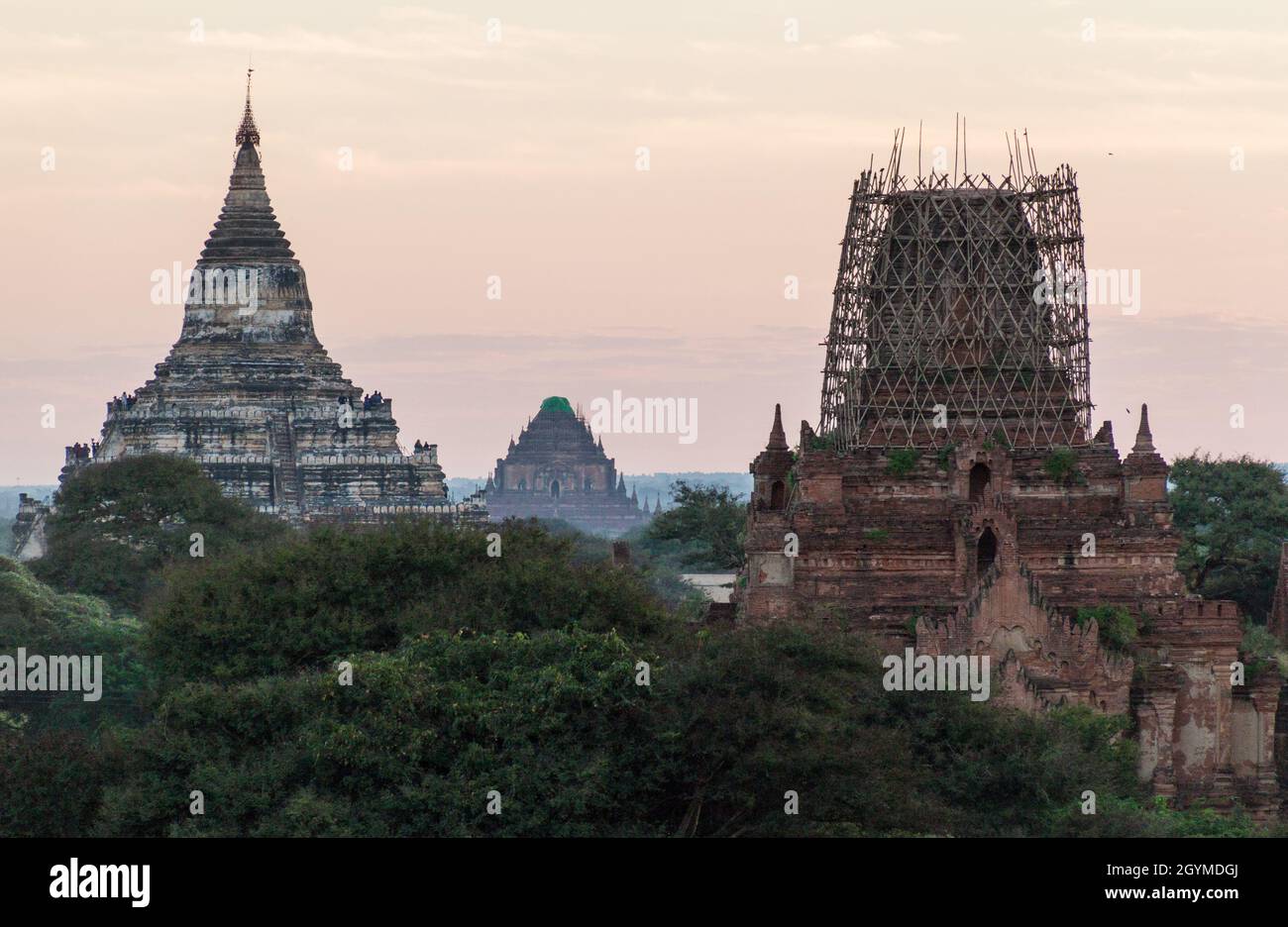 Early morning light skyline of Bagan, Myanmar. Sulamani temple and ...