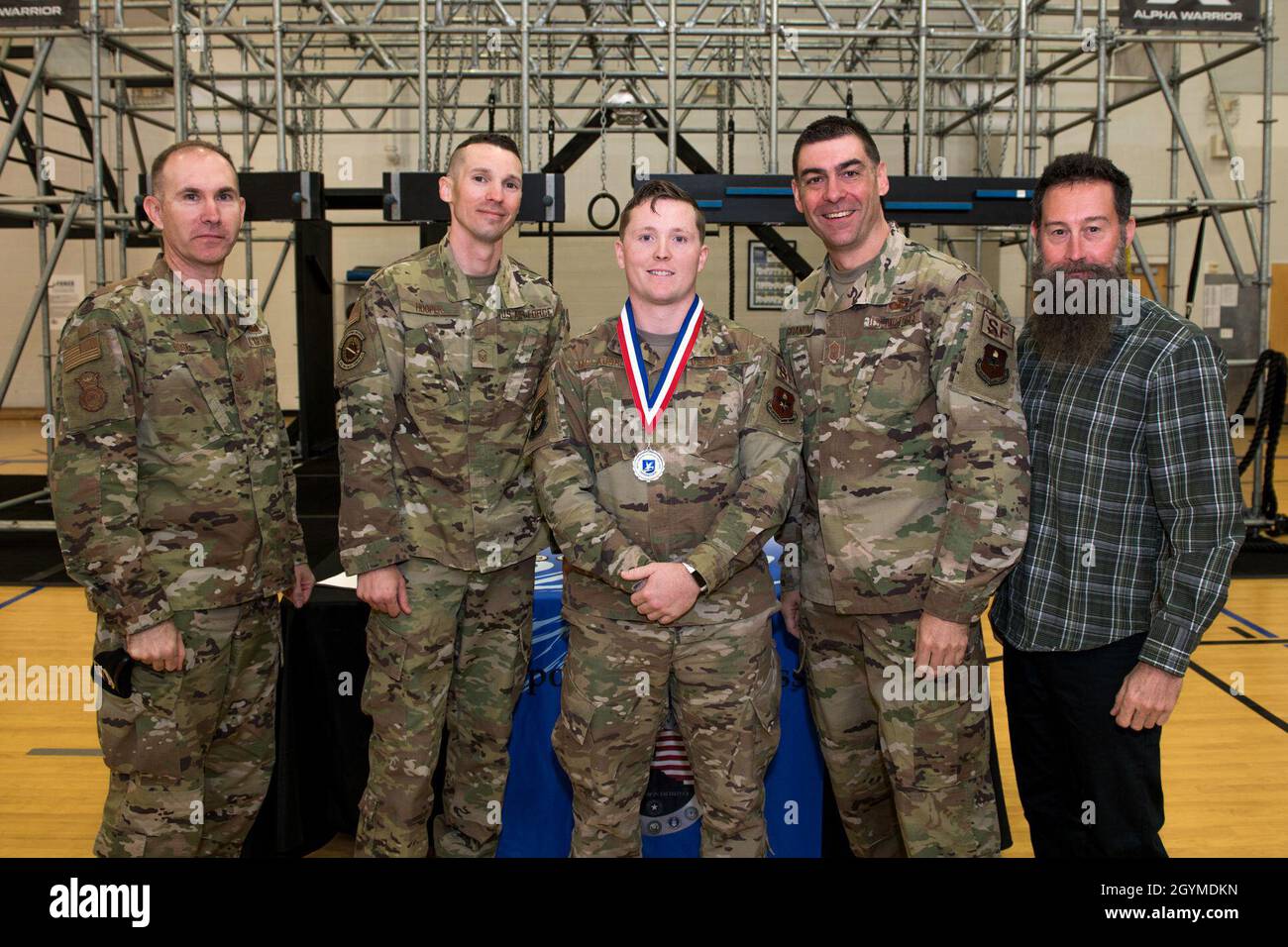 U.S. Air Force Security Forces Airmen are presented medals for their ...