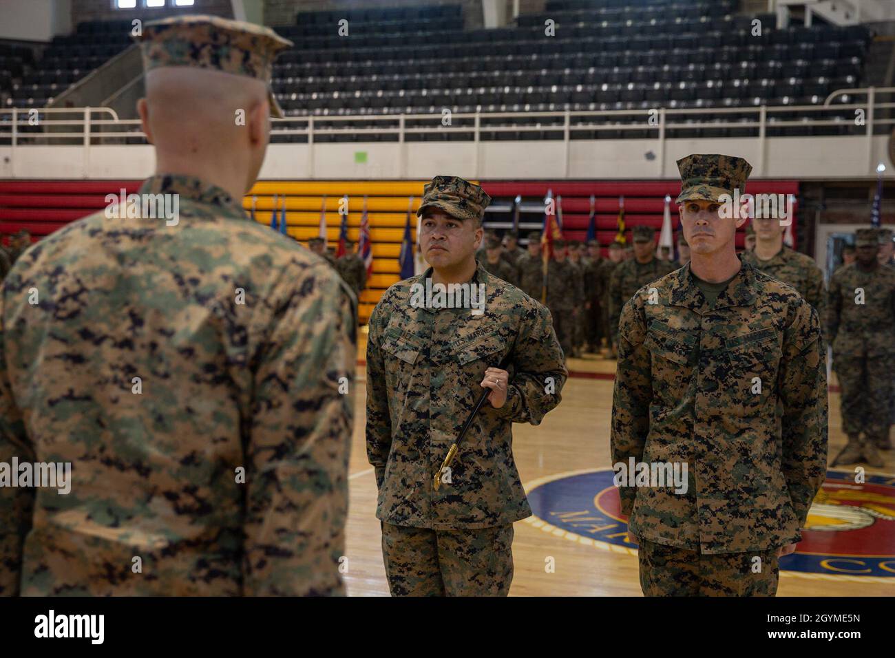 U.S. Marine Corps Sgt. Maj. Patrick Fay (right), 8th Engineer Support ...