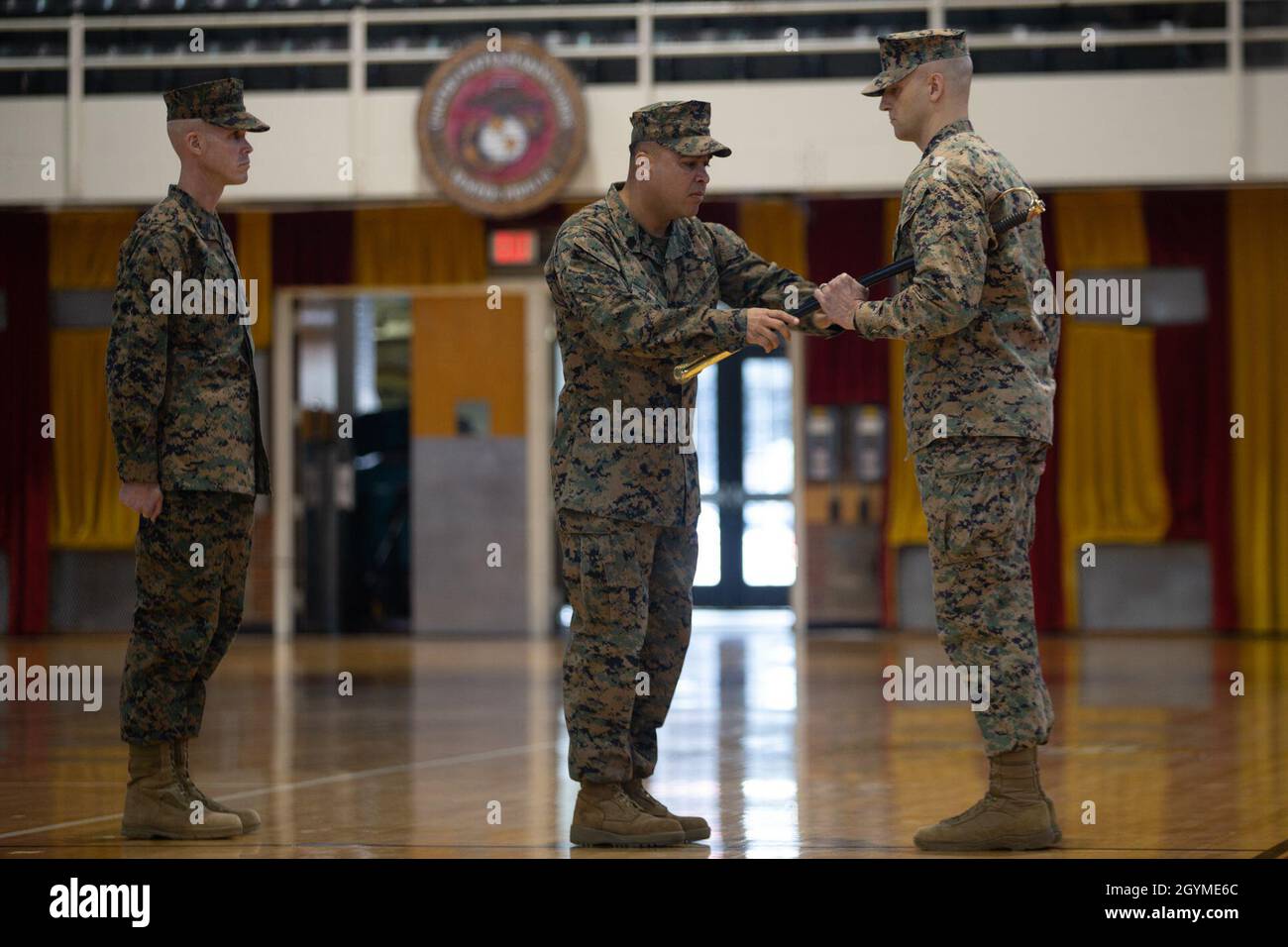 U.S. Marine Corps Sgt. Maj. Patrick Fay (Left), 8th Engineer Support ...