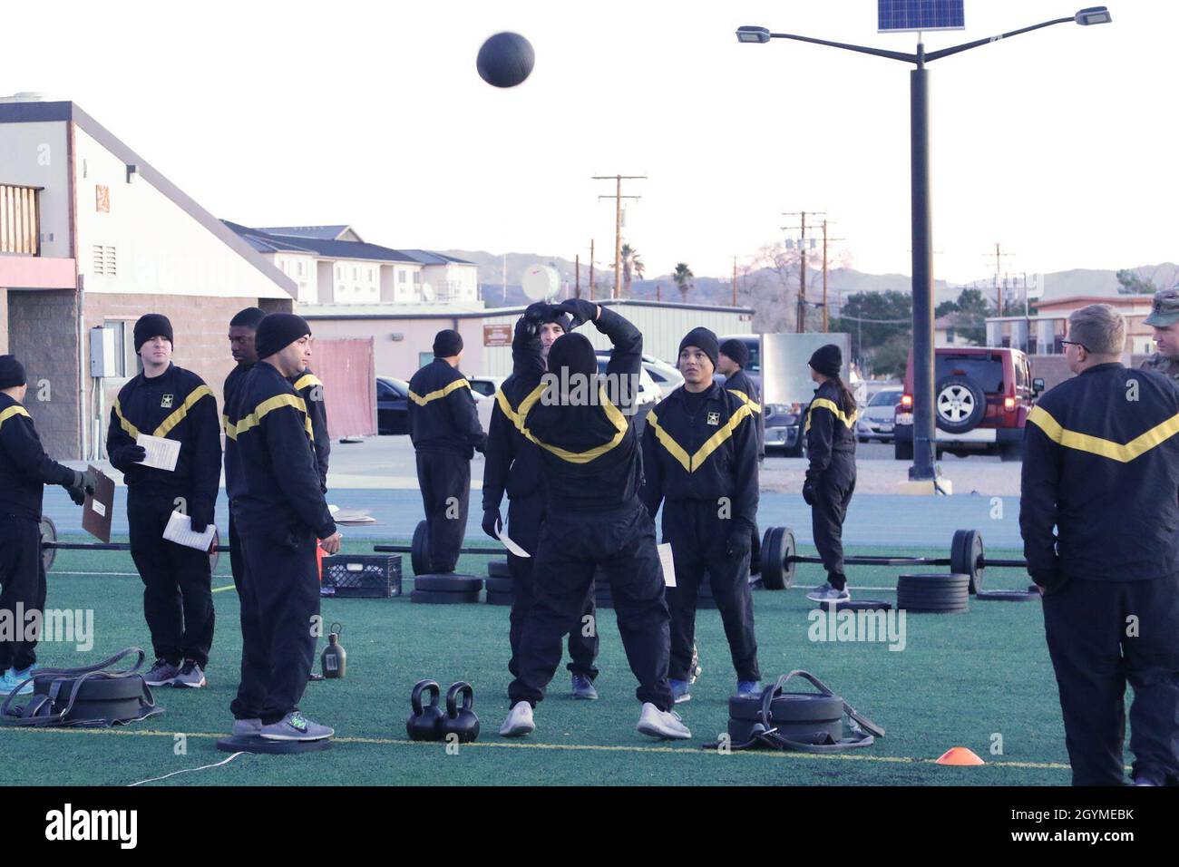A Trooper tosses the 10 pound medicine ball, used for the Standing ...
