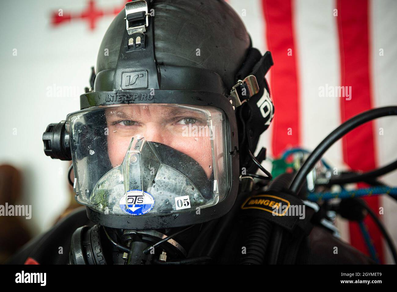 U.S. Coast Guard Chief Petty Officer David Partin is outfitted in his ...