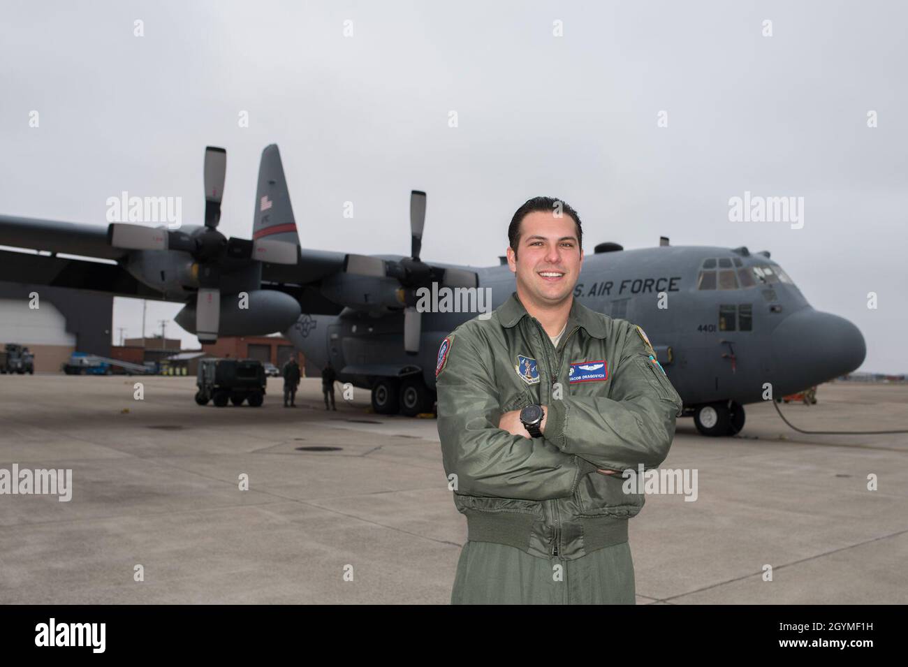 1st Lt. Jacob Dragovich, a C-130 pilot with the 164th Airlift Squadron ...