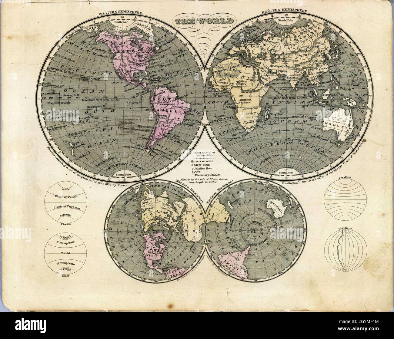 Illustration of a vintage world map from 18-19th centuries Stock Photo ...