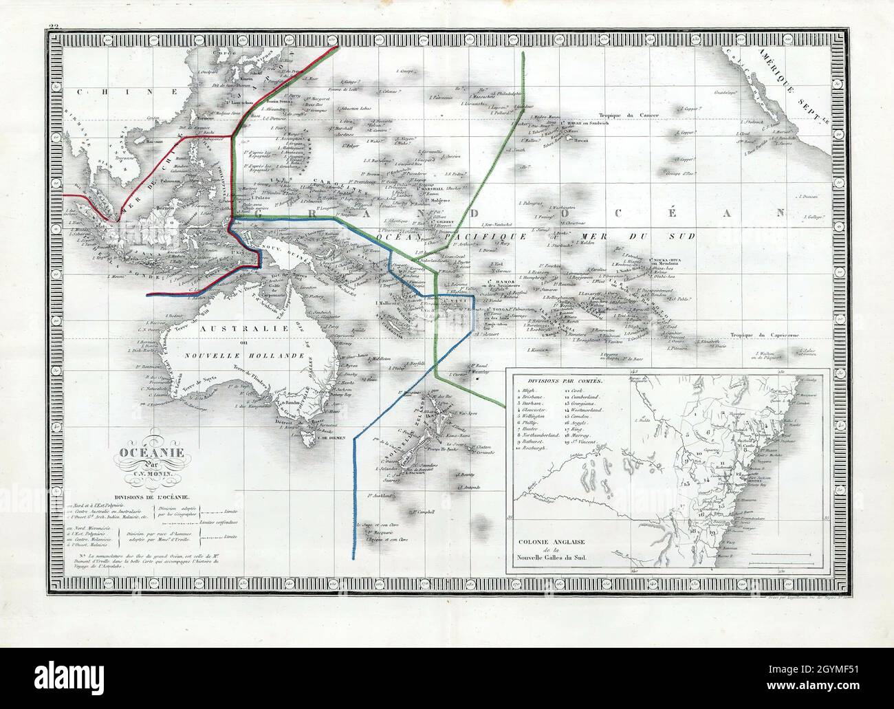 Illustration of a vintage map from 18-19th centuries Stock Photo - Alamy