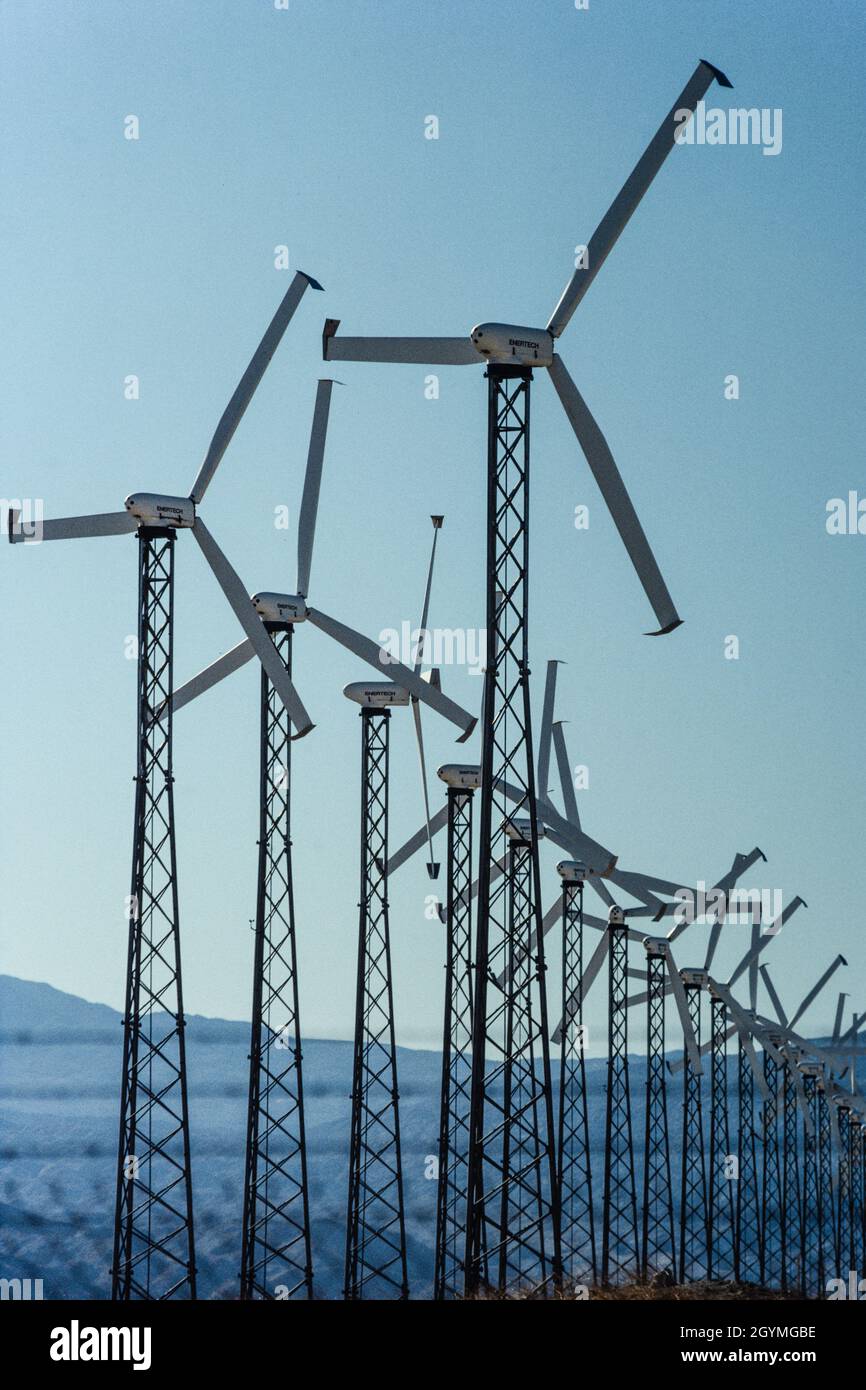 Wind-powered electricity generators near Palm Springs, California Stock ...