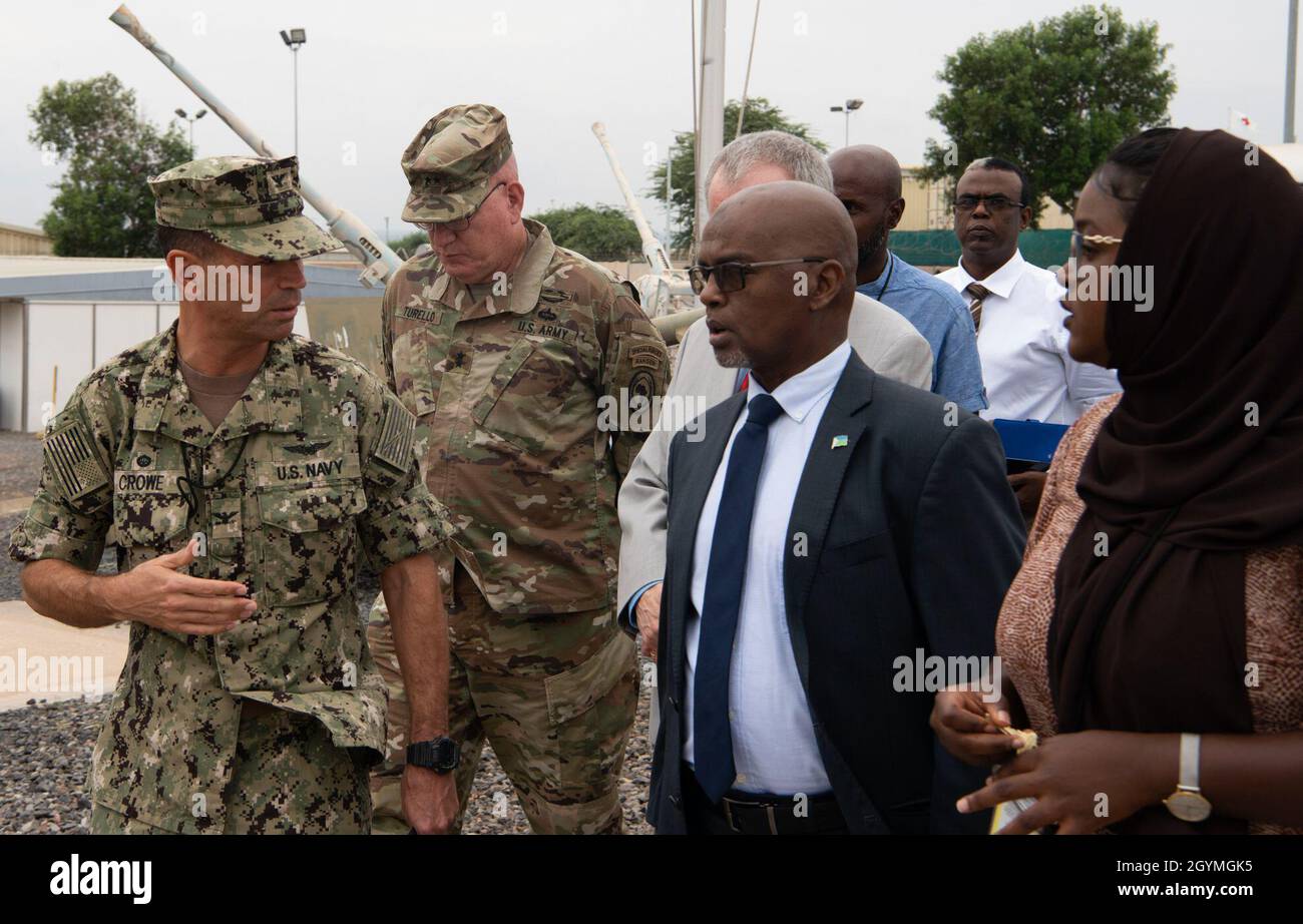 U.S. Navy Capt. Ken Crowe (left), commanding officer of Camp Lemonnier ...