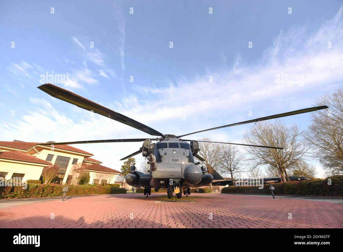 A static helicopter sits on display February 3, 2020, at Maxwell Air ...