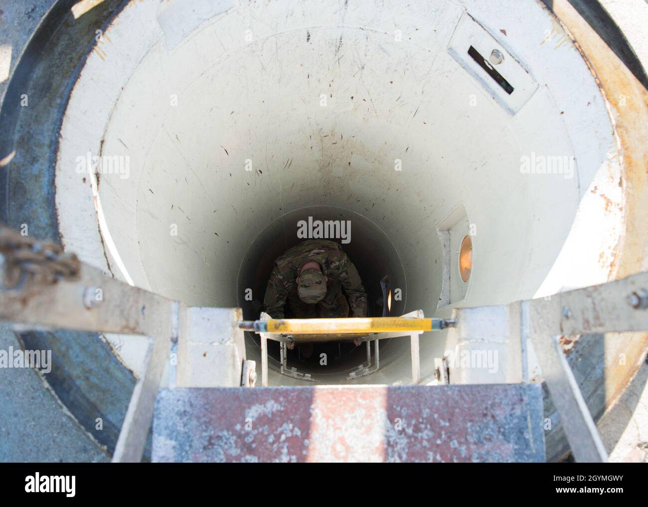 An Airman from Vandenberg Air Force Base descends into an underground ...