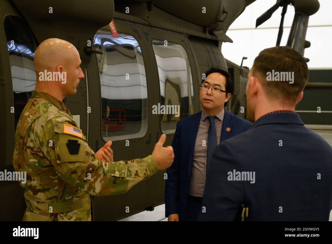 U.S. Army Lt. Col. Ryan Smith takes Representative Andy Kim on a tour ...