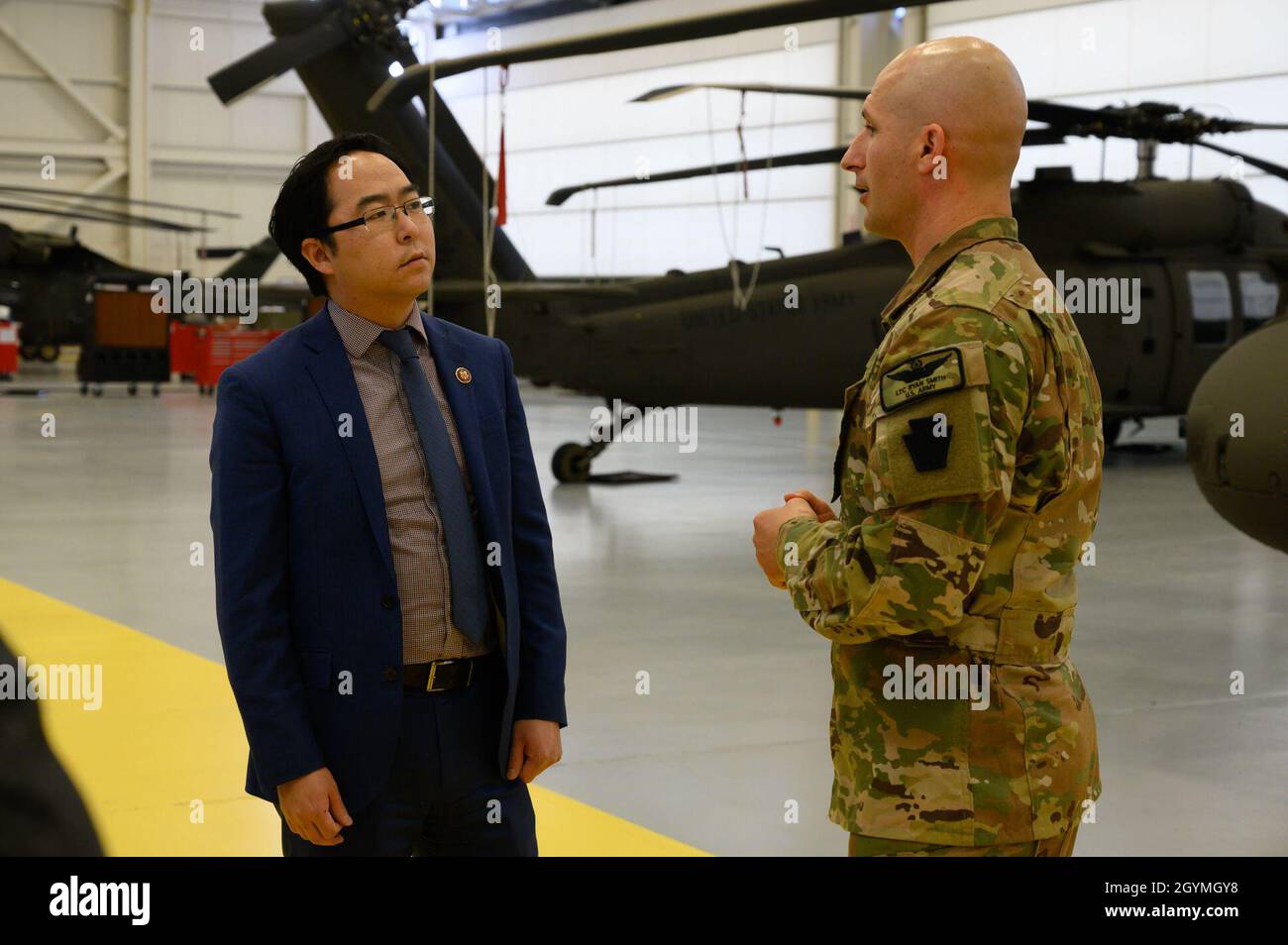 U.S. Army Lt. Col. Ryan Smith takes Representative Andy Kim on a tour ...