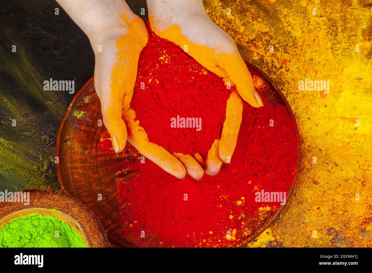 Top view holi powder hi-res stock photography and images - Alamy