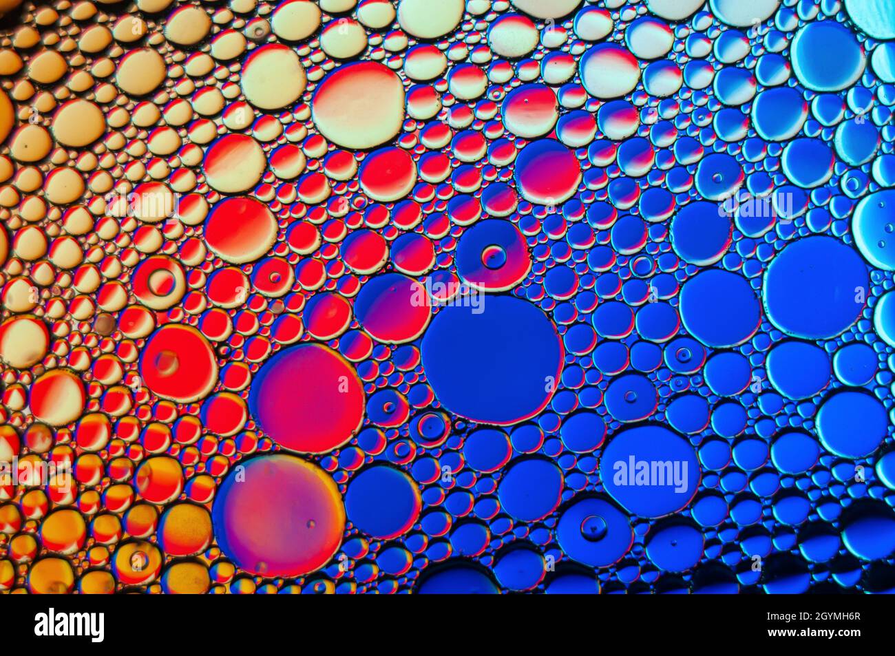 Abstract background and texture of oil drops on water with different ...