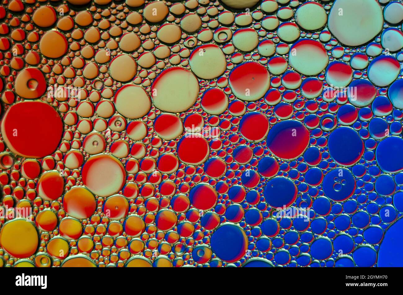 Abstract background and texture of oil drops on water with different ...