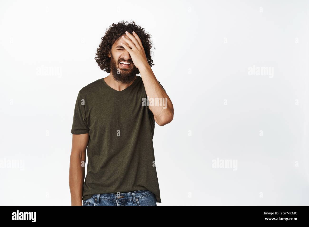 Image of frustrated young man failing, feeling upset, making facepalm ...