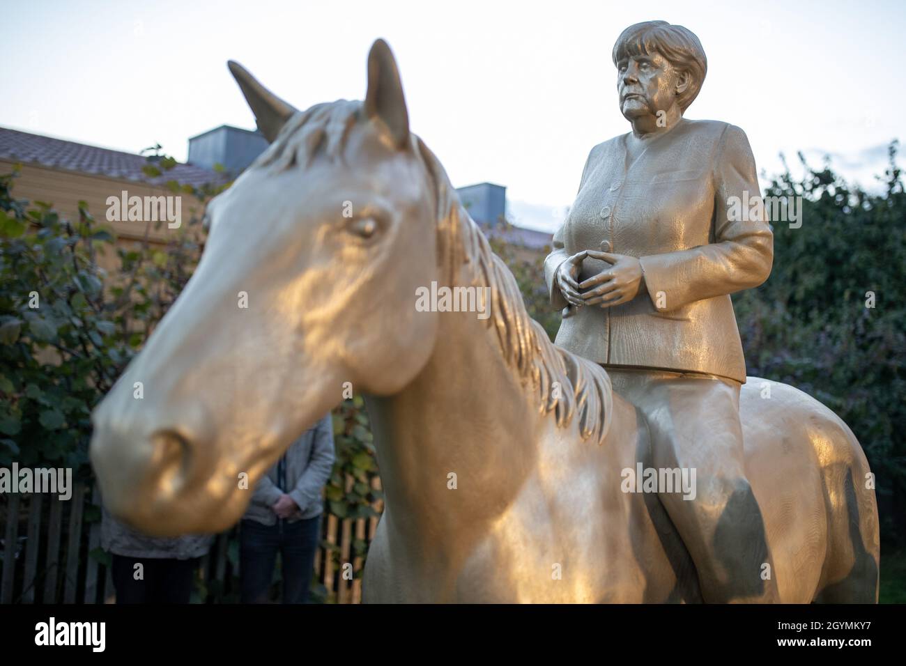 Etsdorf, Germany. 08th Oct, 2021. An equestrian statue of still-Federal ...