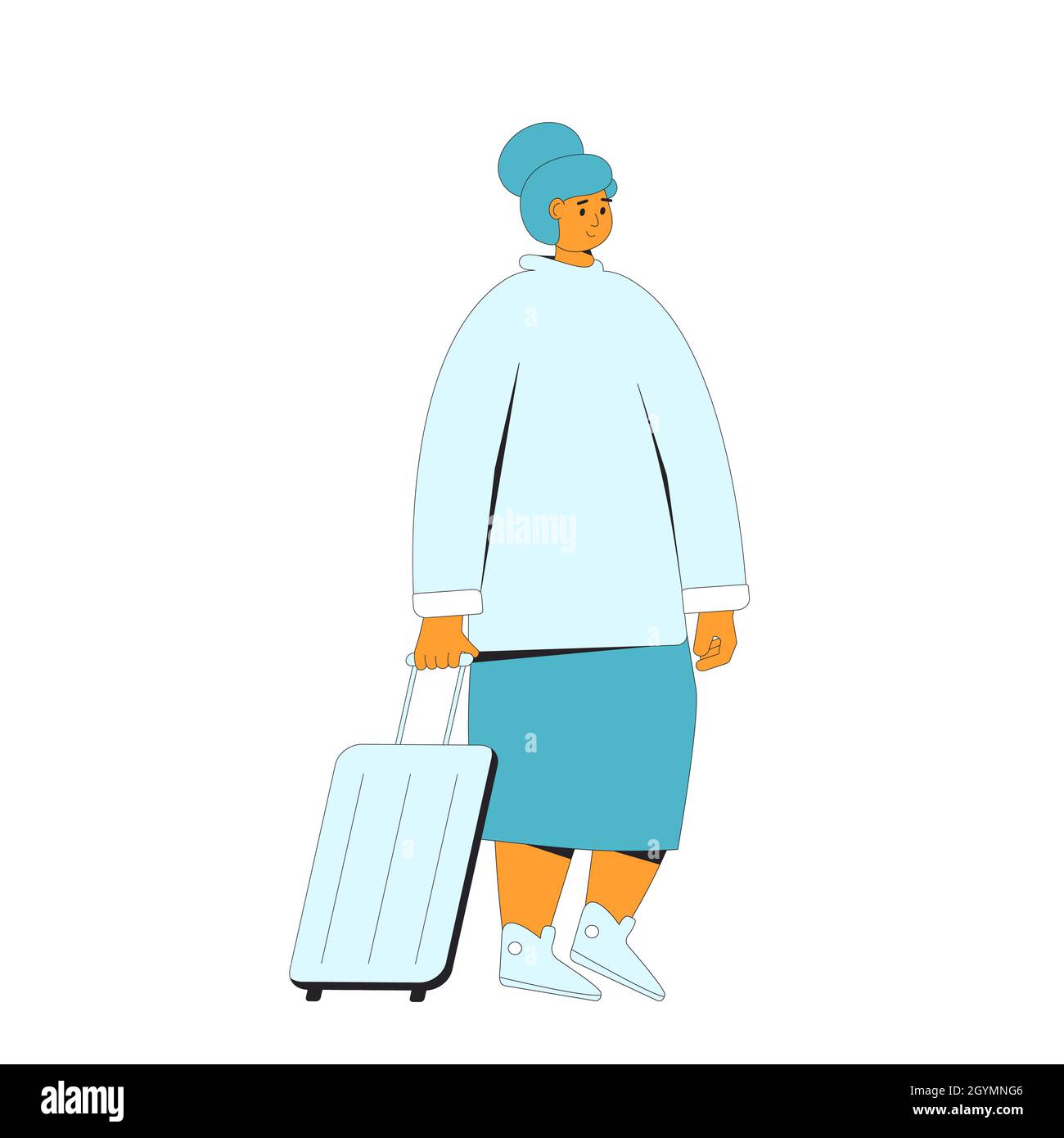 Tourist character with bags. Female person isolated with luggage ...
